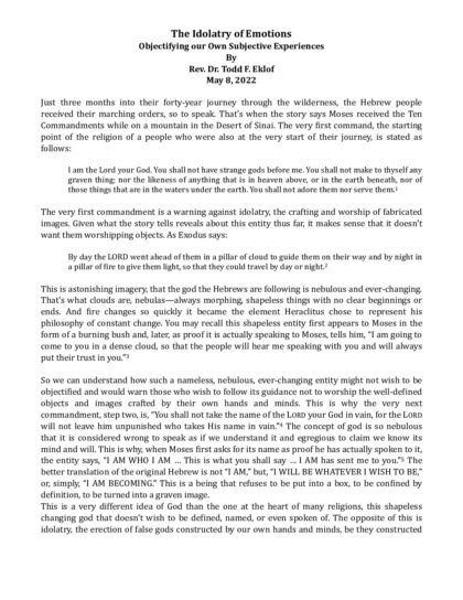 The Idolatry of Emotions - Unitarian Universalist Church of Spokane